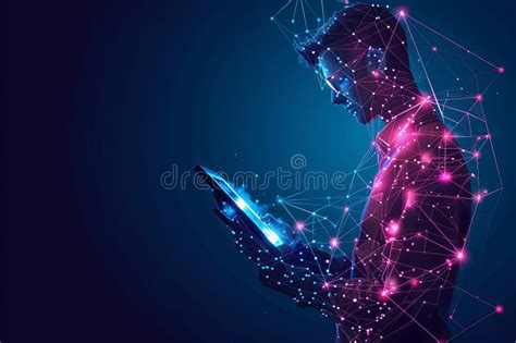 A Man Is Holding A Tablet In His Hands Looking At The Screen Intently Generative Ai Stock