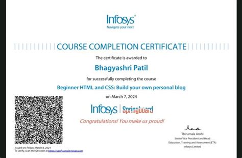 Bhagyashri Patil On Linkedin Infosysspringboard Techskills Continuouslearning Webdevelopment