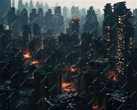 Premium Ai Image Aerial View Of A Massive Big City Skyline At Night