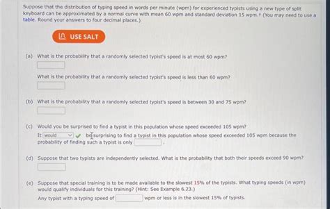 Solved Suppose That The Distribution Of Typing Speed In