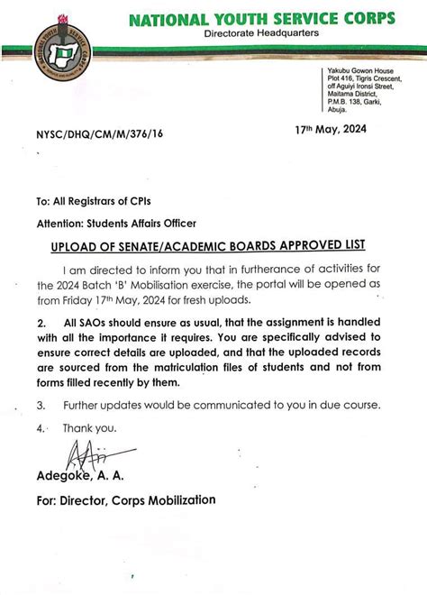 Thread For NYSC Batch B 2024 PCMs Stay Informed And Updated NYSC Nigeria