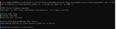 tms320f28379d sci serial flash programming fail c2000