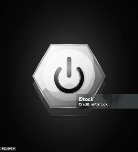 유리 투명 효과 전원 시작 버튼에 아이콘을 벡터 Ui 또는 애플 리 케이 션 심볼 디자인 검은색에 대한 스톡 벡터 아트 및 기타 이미지 검은색 그래픽 사용자 인터페이스