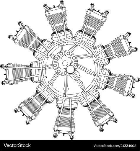 Radial Engine On A White Royalty Free Vector Image