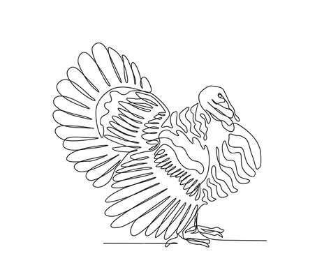 Dibujo Continuo De Una Línea De Pavo Diseño De Vector De Arte De Línea Simple De Pavo Abstracto