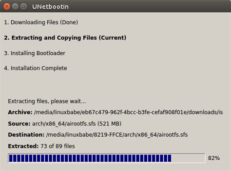 unetbootin linux live usb creator のインストールと使用方法