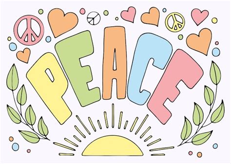 Premium Vector Peace Symbols Peaceful Sunrise Laurel Branch Hearts Pacifist Signs Of Kindness