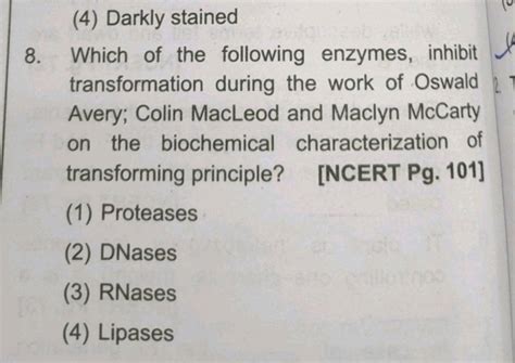 Which Of The Following Enzymes Inhibit Transformation During The Work Of