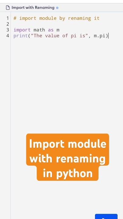 Import Module With Renaming In Python Ctutorialbynaziasohail Youtube