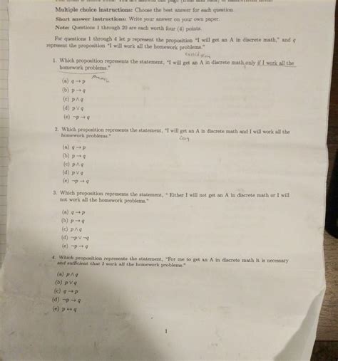 Solved Multiple Choice Instructions Choose The Best Answer