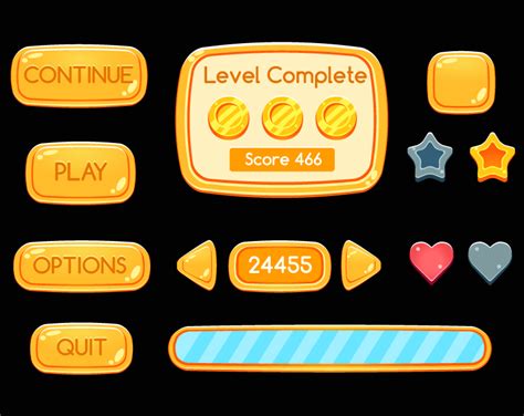 Gold D Mobile UI For Casual Game CGA By CGA Creative Game Assets
