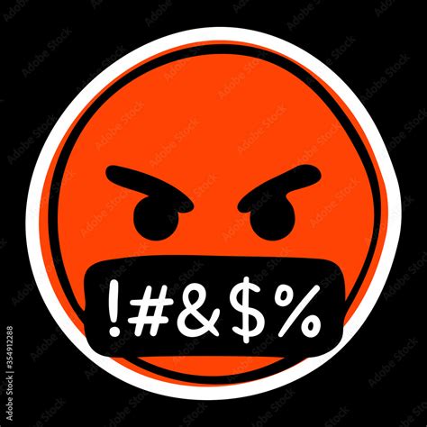 Swearing Emoji Angry Red Face With A Black Bar Covering Its Mouth Stock Vector Adobe Stock