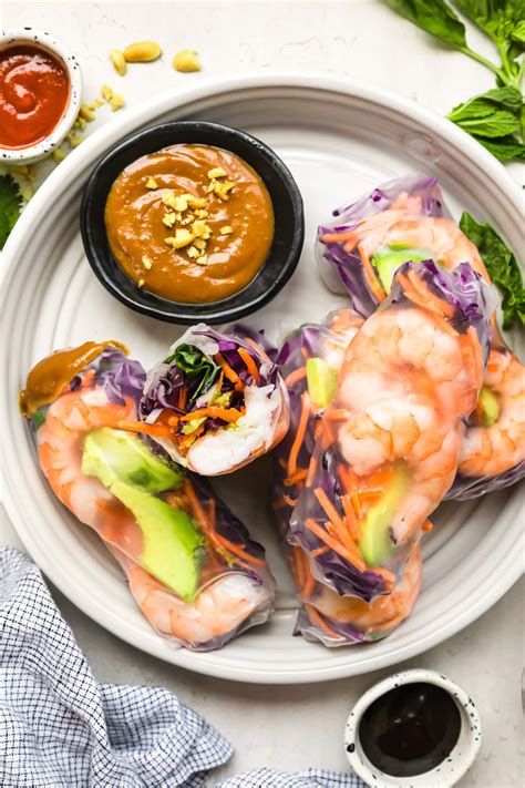 Summer Rolls With Shrimp And Peanut Hoisin Sauce Skinnytaste