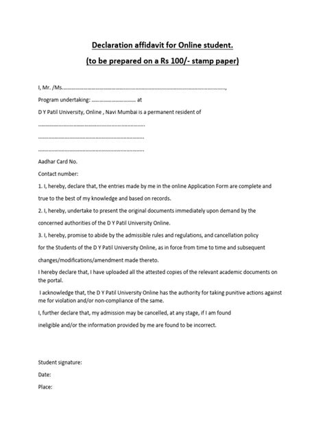 Student Declaration Format Pdf Student Declaration Format Pdf