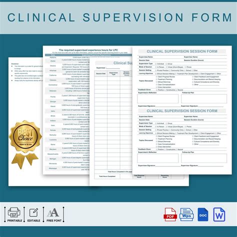Clinical Supervision Session Form And Hours Log For Lpcs Editable