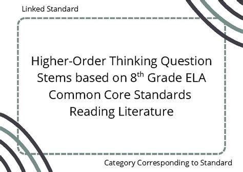 300 Higher Order Thinking Question Stems Rl Standards 8th Grade Ela