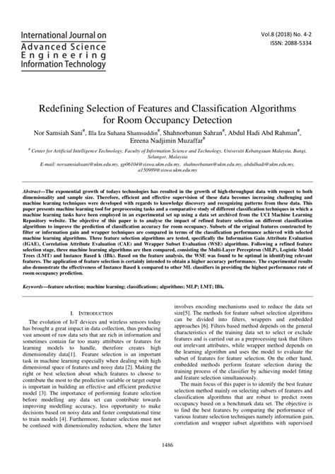 Pdf Redefining Selection Of Features And Classification Algorithms