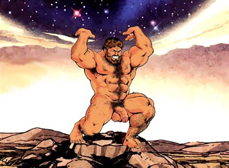 Rule 34 1boy Bara Beard Bruno B Clenched Teeth Erect Nipples Facial