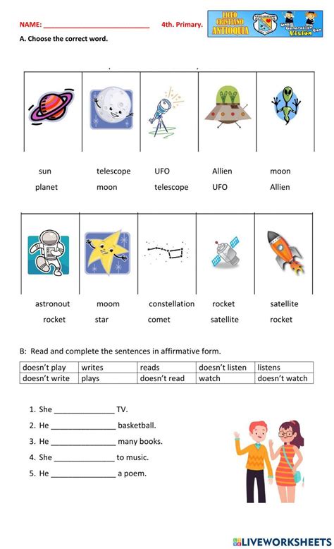 Space Printable English Esl Vocabulary Worksheets Engworksheets