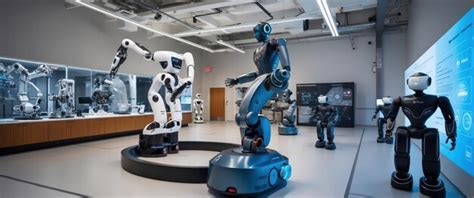 Futuristic robotics lab showcasing advanced technology and humanoid ...