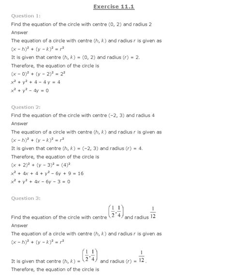 Conic Sections Class 11 Mathematics Ncert Solutions