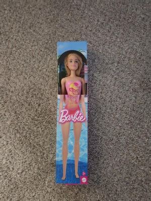 Barbie 127 Beach Doll Blond Hairblue Eyes Wearing Pink Palm Tree