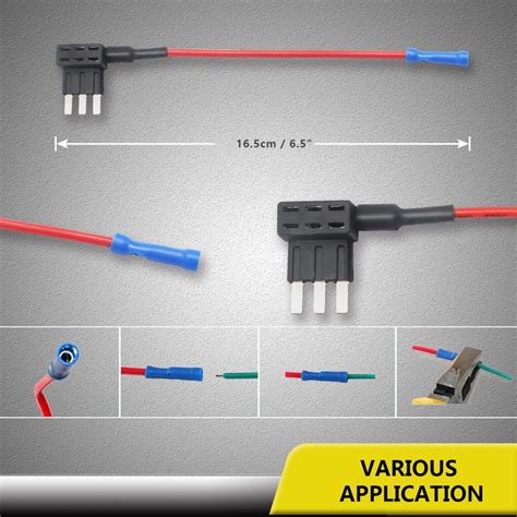 FT5 5 5 Pack 12V Car Add A Circuit Micro3 Fuse Tap Adapter ATL Blade Fuse Holder With 10pcs 5A