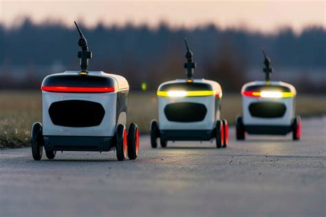 premium photo autonomous robots patrolling and monitoring areas for