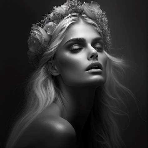 Premium Photo Black And White Portrait Of A Fashion Model With Her