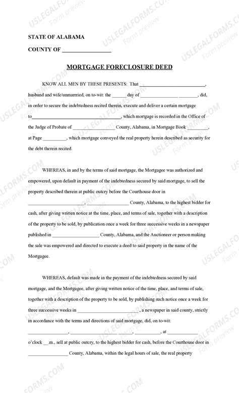 Alabama Mortgage Foreclosure Deed Us Legal Forms