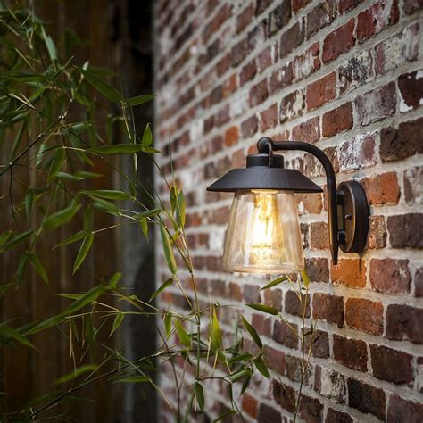 Lutec Cate Ip44 Outdoor Wall Light E27 Black Rust Landscaping