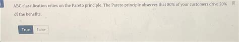 Solved Abc Classification Relies On The Pareto Principle