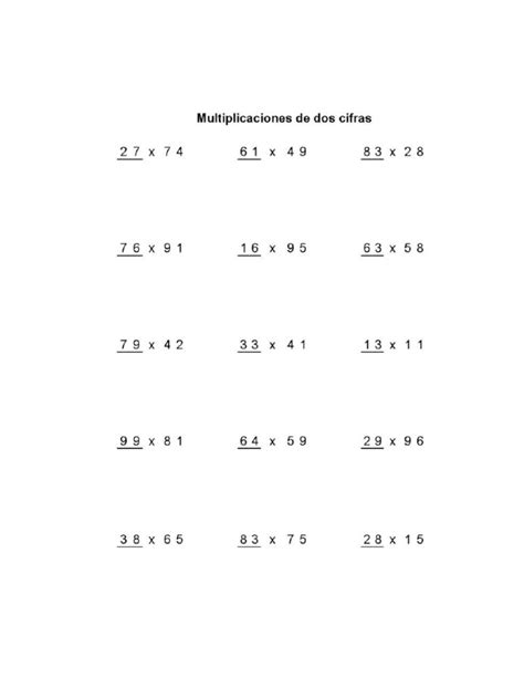 Multiplicaciones De Dos Cifras Pdf