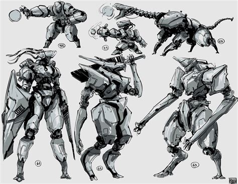 Artstation Mech Thumbnails Week 10 Of Sketches 2017 Hue Teo Female