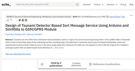 Citation Report Design Of Tsunami Detector Based Sort Message Service