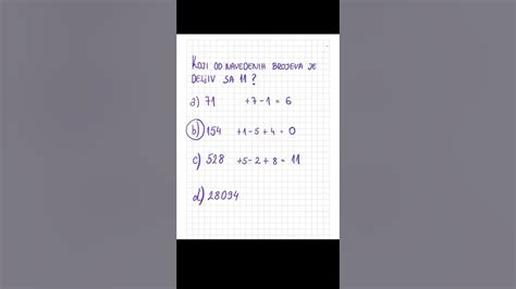 Deljivost Kada Je Broj Deljiv Sa 11 Youtube