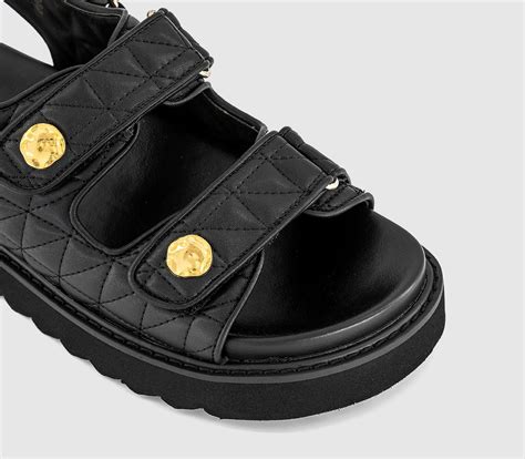 Office Solitude Quilted Chunky Footbed Sandals Black Womens Sandals