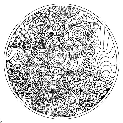 Unusual Abstract Mandala Colouring Page By Angela Porter Etsy