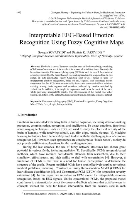 Pdf Interpretable Eeg Based Emotion Recognition Using Fuzzy Cognitive