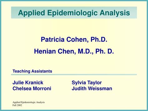 Ppt Applied Epidemiologic Analysis Powerpoint Presentation Free Download Id3359365