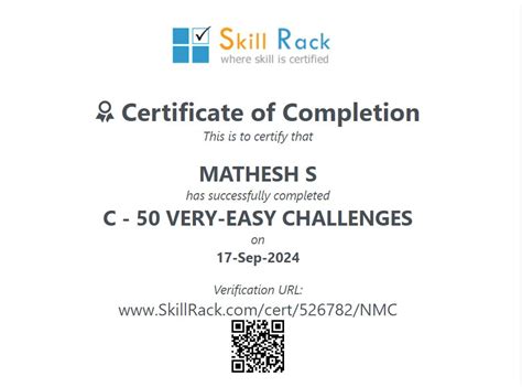 completed 50 c programming challenges on skillrack mathesh s posted