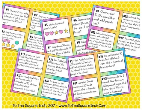 Ratio Task Cards To The Square Inch