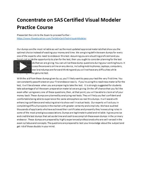 Ppt Concentrate On Sas Certified Visual Modeler Practice Course