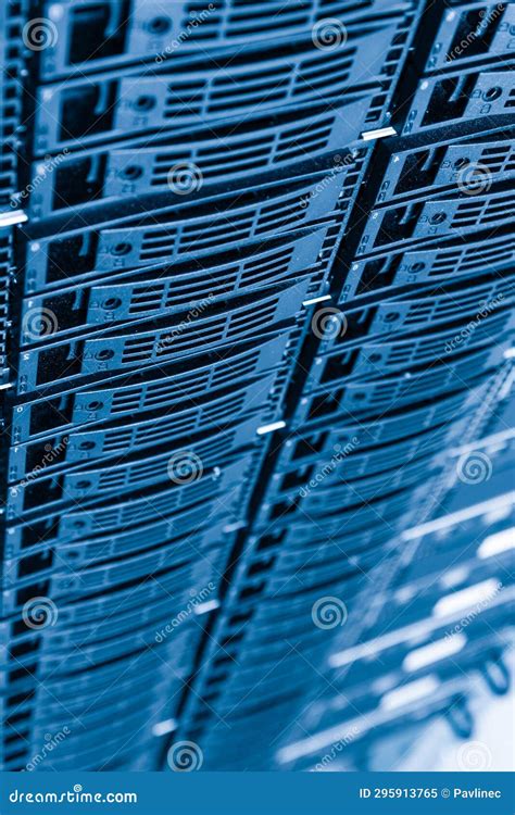 Cluster Of Data Storage Hard Drives Inside Server Room Stock Image