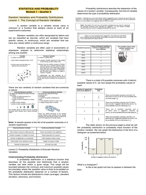 Statistics And Probability Notes Pdf Variance Probability