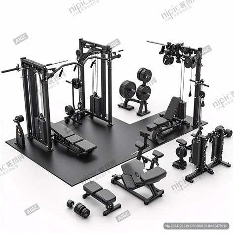 Ai创作图健身器材素材 健身运动房素材 健身房模型 健身房棚拍 健身房器材 全面健身器械 健身器材健身馆 健身房健身器材 健身类器械 器械馆
