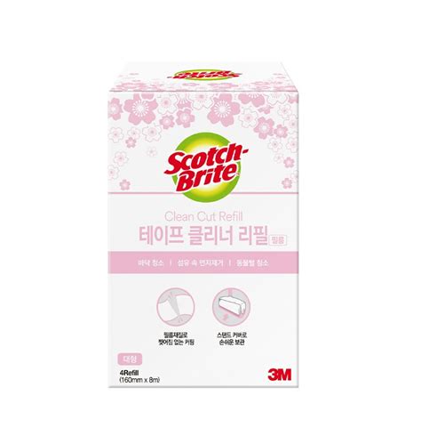 3m 대형 클린컷 테이프클리너 파스텔핑크 컬러에디션 리필 4입 티몬