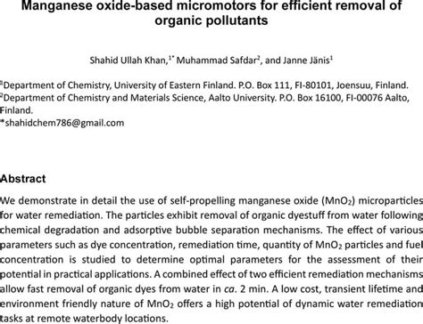Manganese Oxide Based Micromotors For Efficient Removal Of Organic