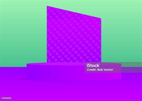 청록색과 보라색 제품 디스플레이 벡터 3d 룸 실린더 받침대 연단 프레젠테이션을 위한 무대 쇼케이스 미래 공상 과학 최소한의