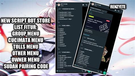 🔵share script bot wa store fitur simple sudah pairing code cocok